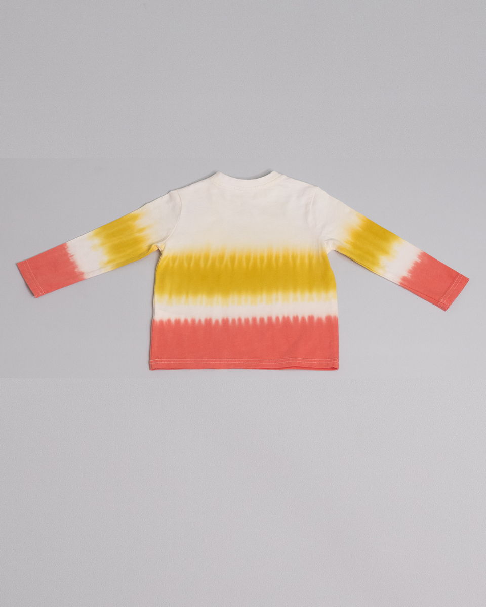Franela manga larga blanca con tie dye mostaza y guayaba – EPK Panamá